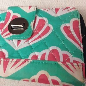 Unknown | Bags | Blue Pink Clamshell Boho Quilted Fabric Wallet | Poshmark